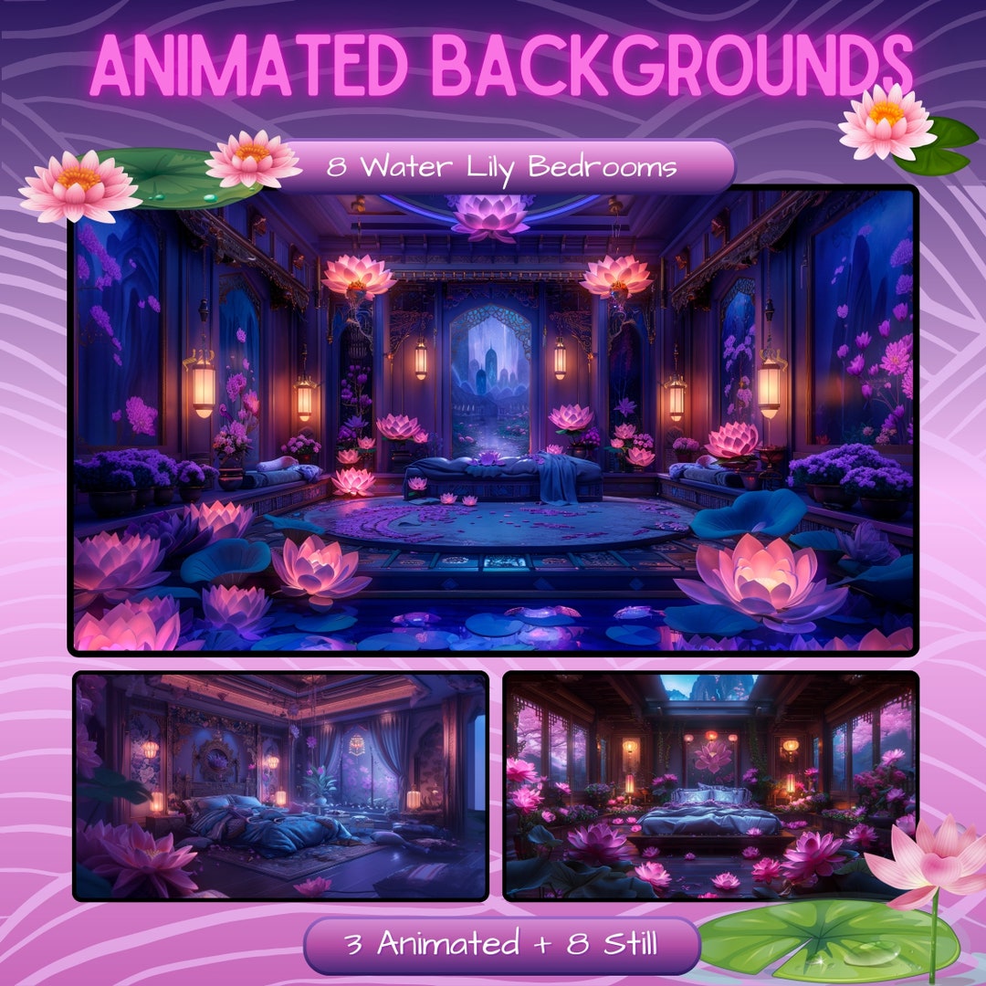 Water Lily Animated Backgrounds. Vtubers Fantasy Bedroom Backgrounds ...
