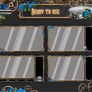 Blue Steampunk Stream Overlay Package. Victorian Twitch Layout. Blue ...