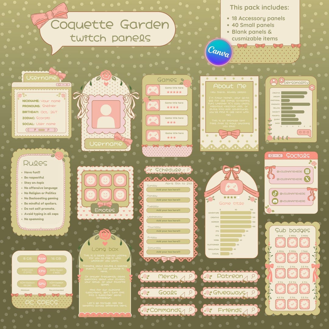 Vtuber Twitch Panels, Stream Panels, Coquette Twitch Panels, Twitch ...