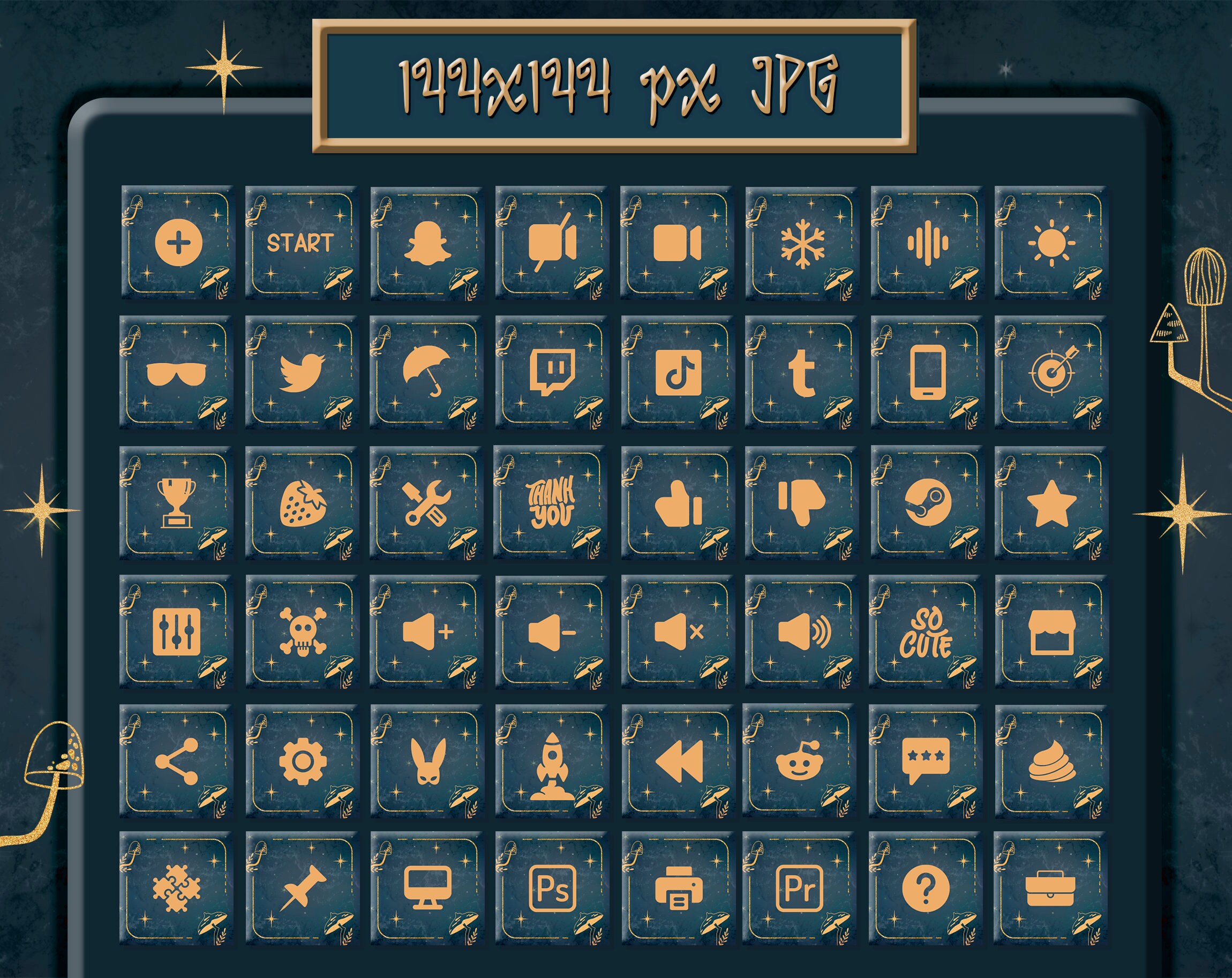 Stream Deck Icons Set Screensavers. 200 Mystic Mushroom Icon Pack for ...