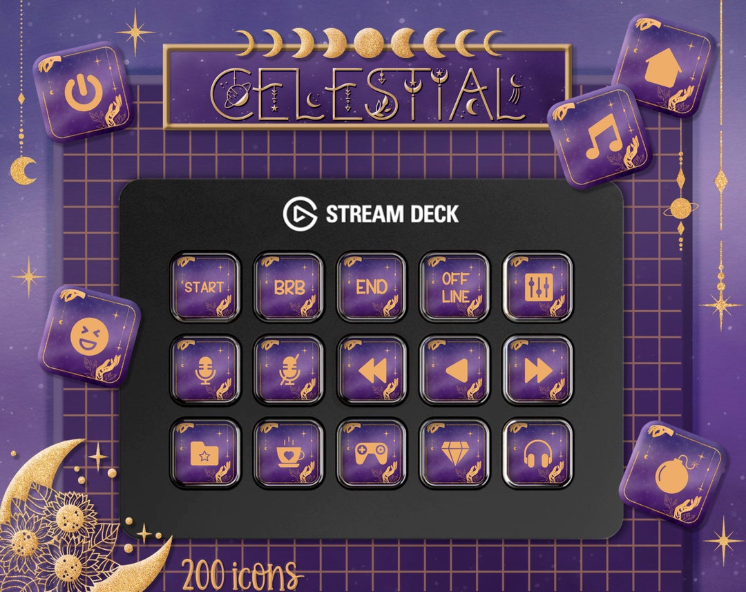 Purple Stream Deck Icons Set + Screensavers. 200 Celestial Icon Pack ...