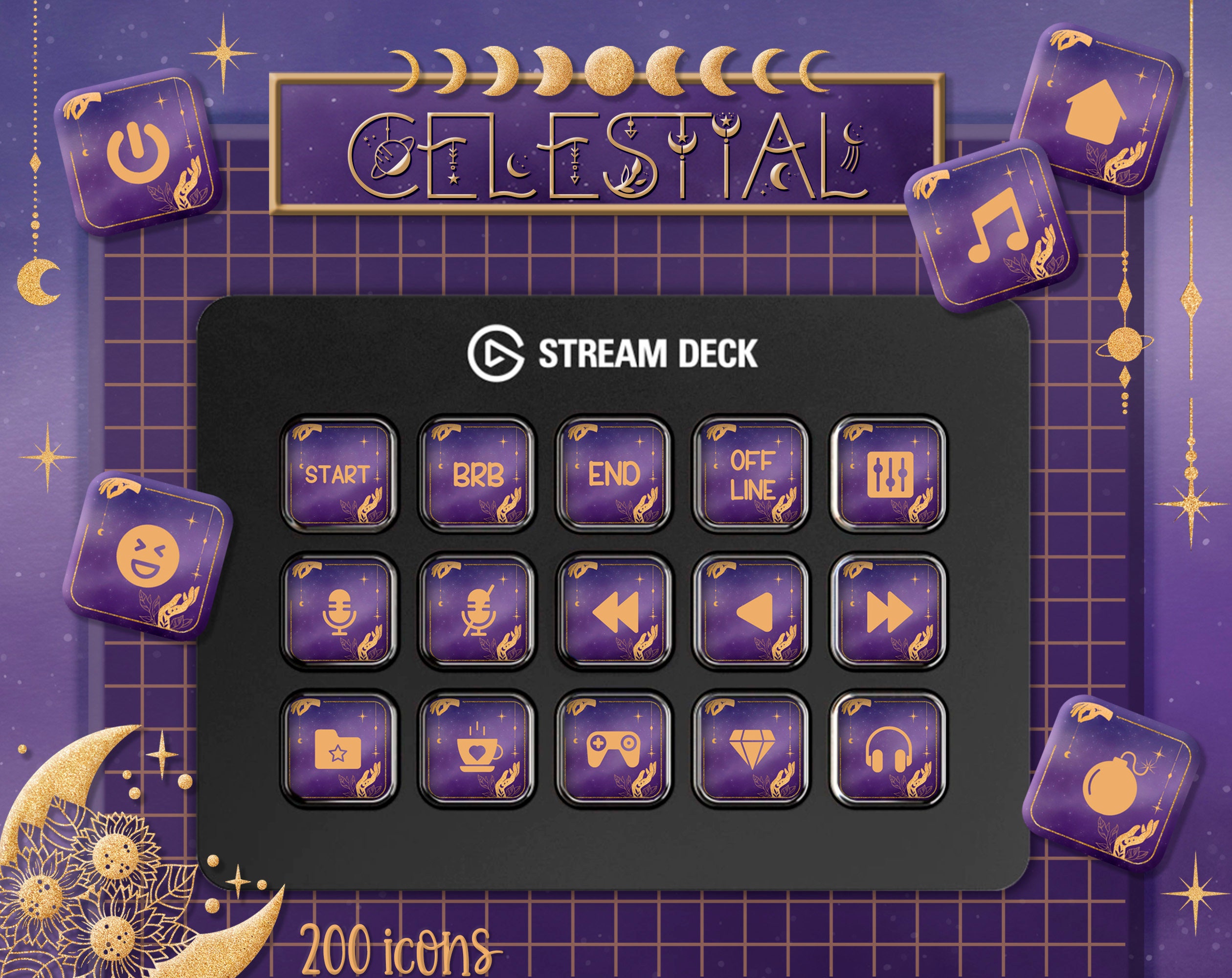 Purple Stream Deck Icons Set Screensavers. 200 Celestial Icon Pack for Elgato Streamdeck. - Etsy UK
