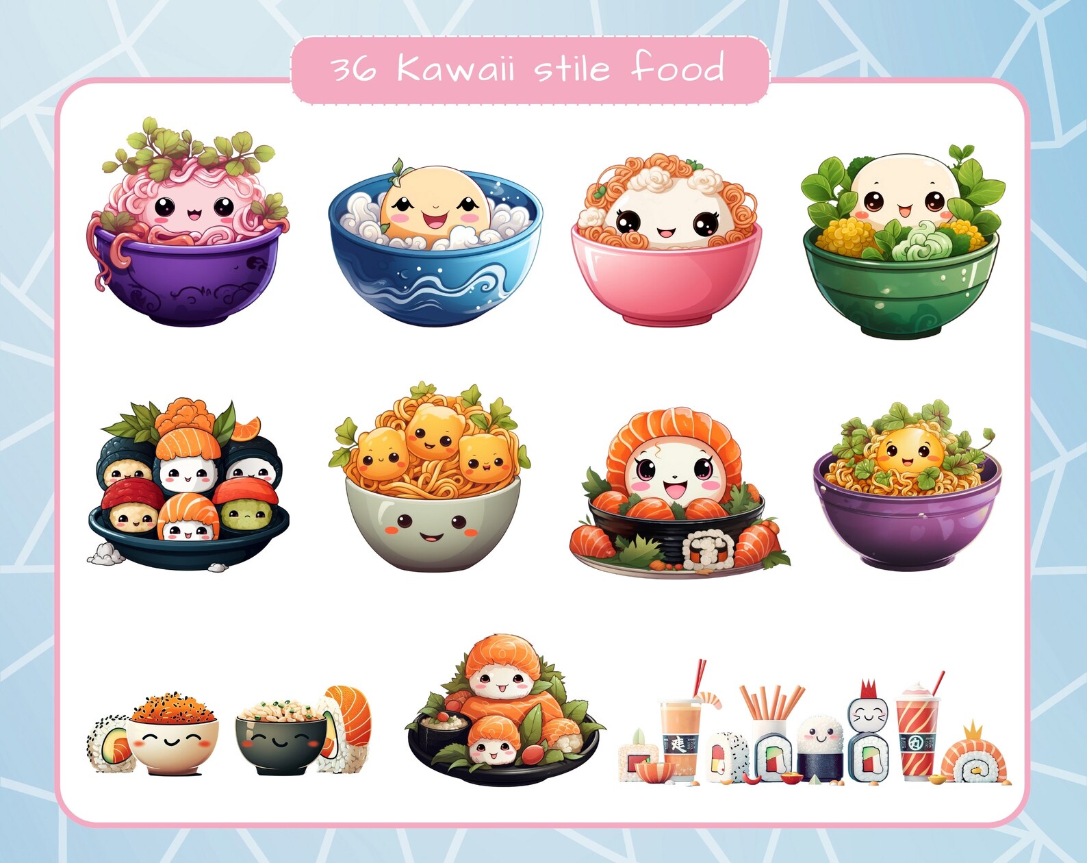 Vtuber Asian Food Pack. Food Bundle: Sushi, Ramen and Noodles. 70 Png ...