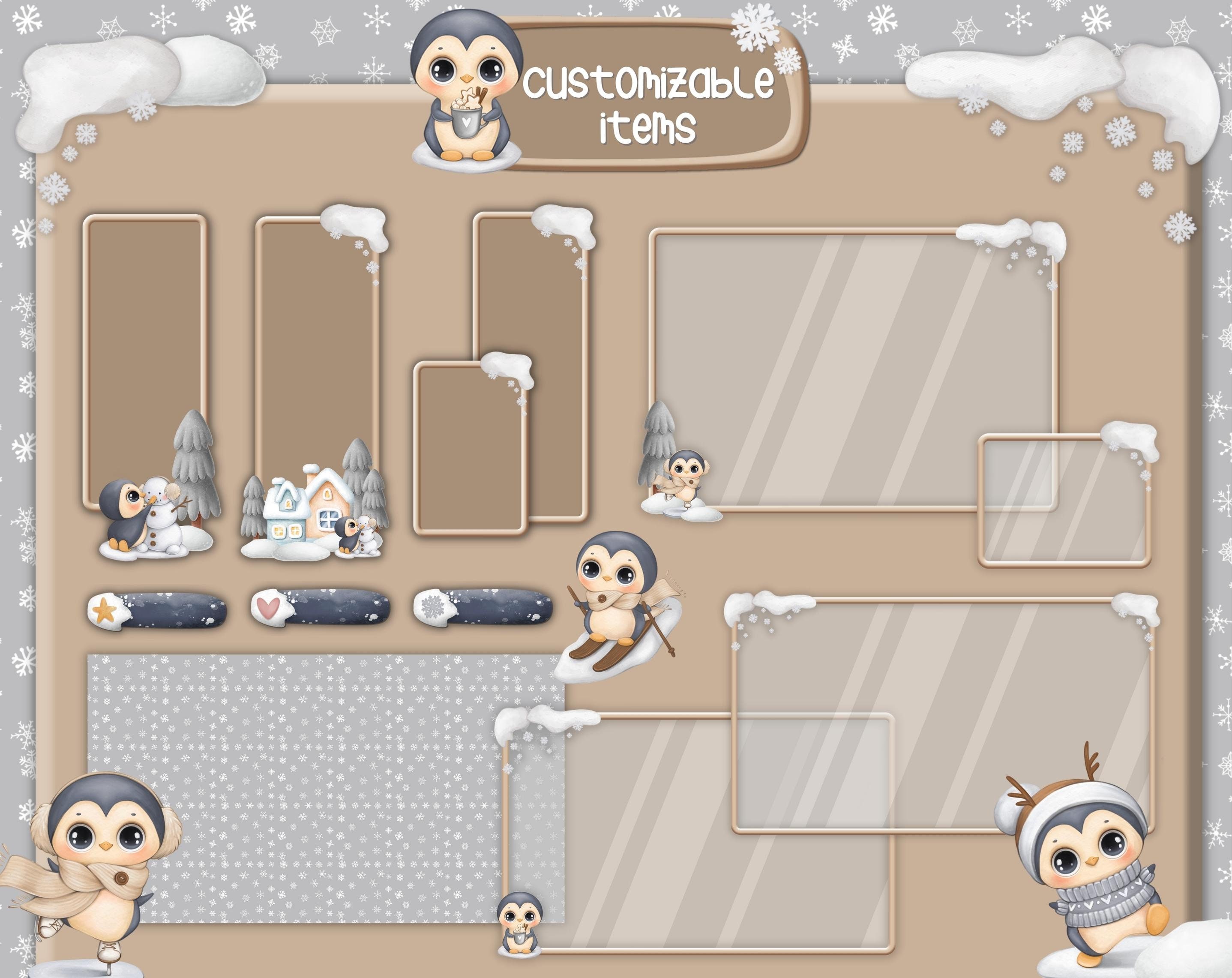 Cozy Winter Stream Overlay Pack With a Cute Penguin Twitch - Etsy