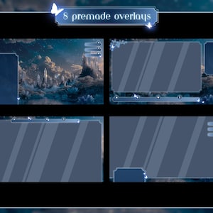 Lunar Butterfly Twitch Overlays – Mystic Blue Animated & Static Stream ...
