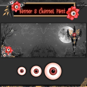 Spooky Twitch Overlay Package, Creepy Stream Package Black & Red ...