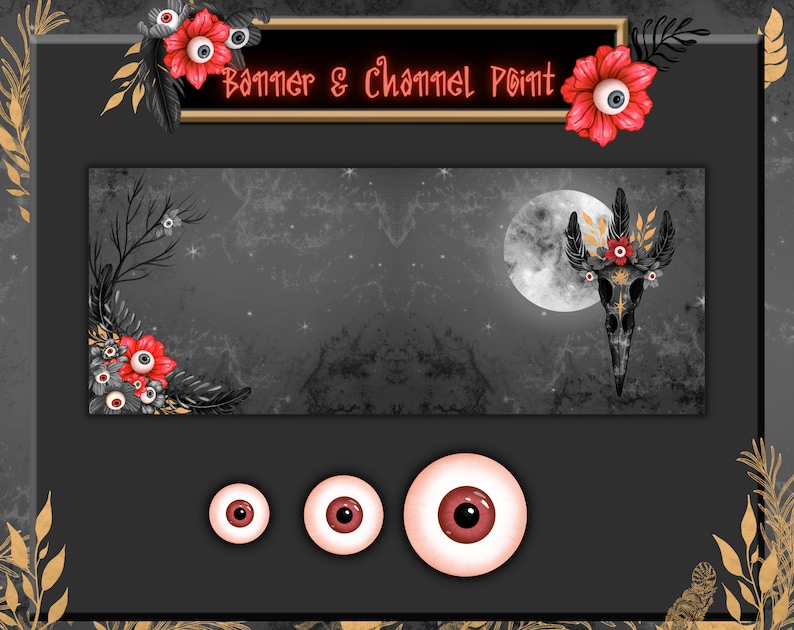 Spooky Twitch Overlay Package Creepy Stream Package Black & - Etsy