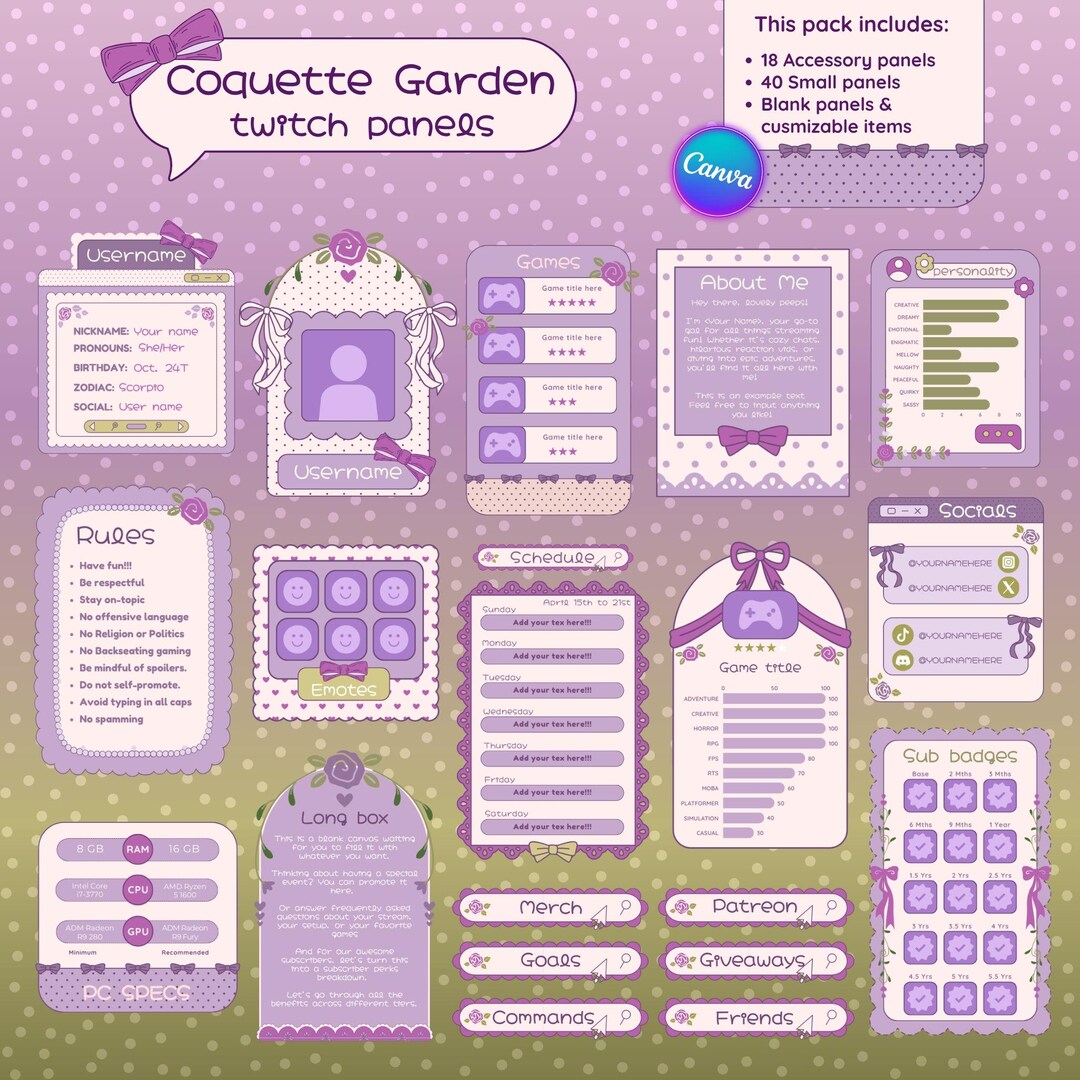 Vtuber Twitch Panels, Purple Twitch Panels, Stream Panels, Twitch About ...