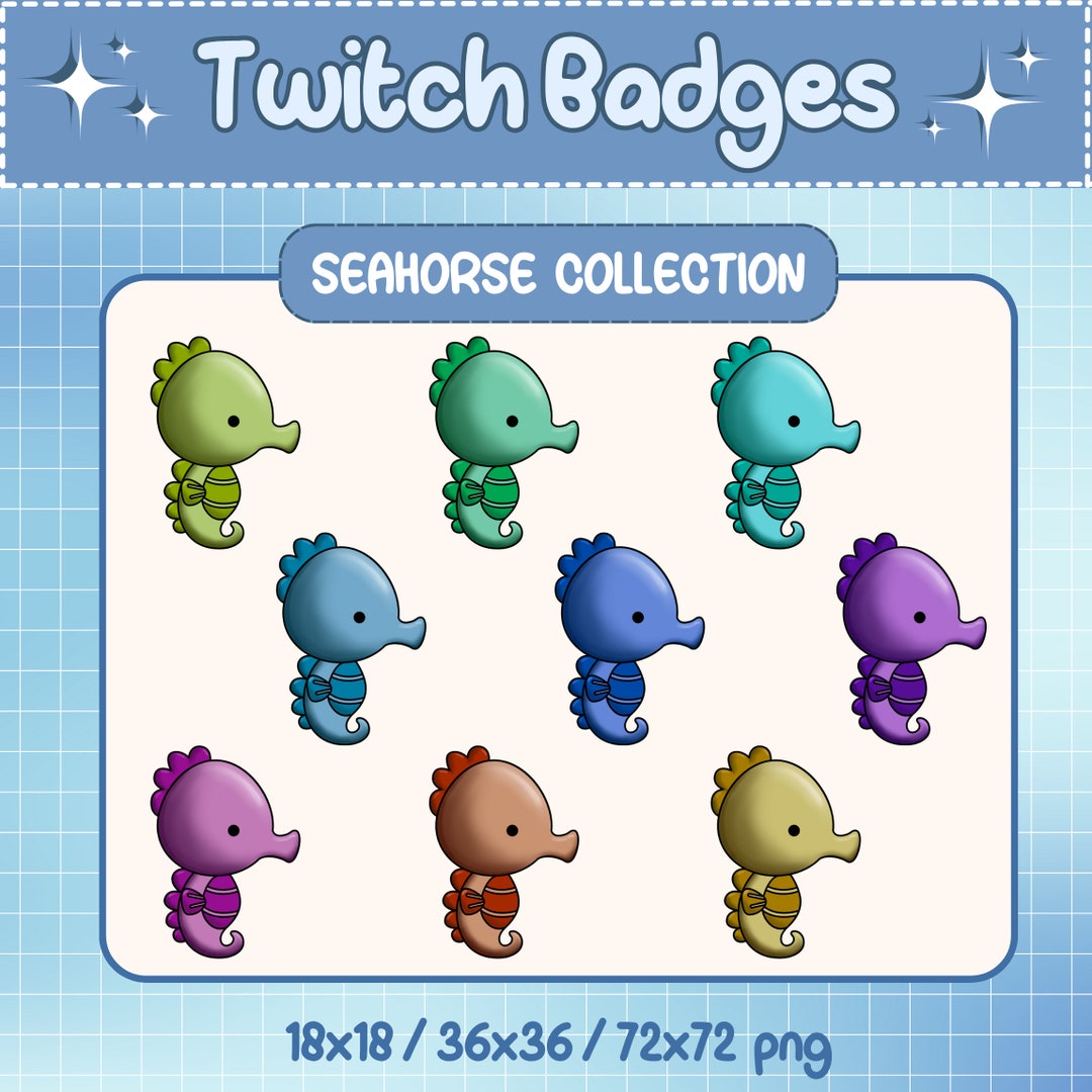 Seahorse Twitch Sub Badges. Sea Bit Badges. Ocean Emote - Etsy