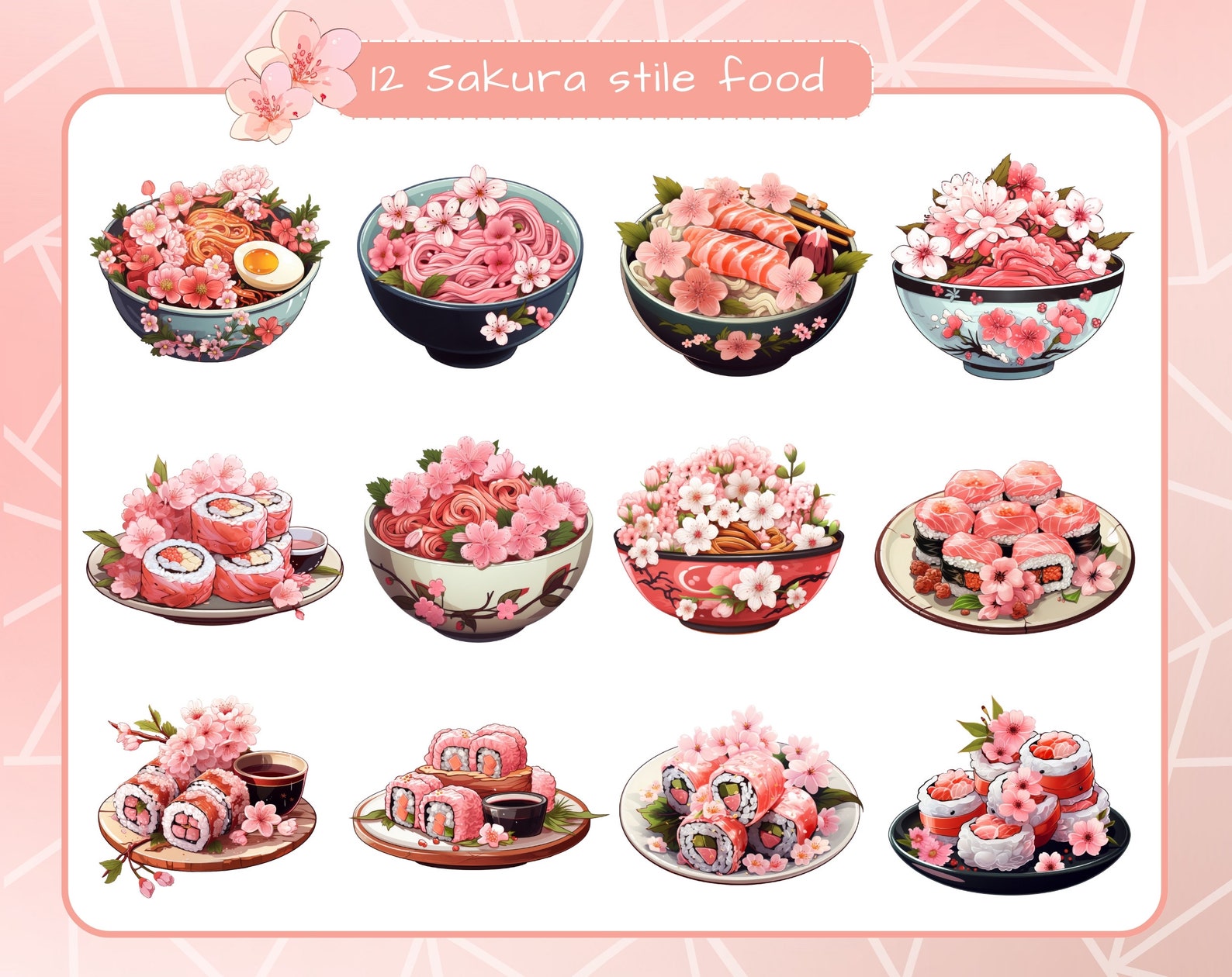 Vtuber Asian Food Pack. Food Bundle: Sushi, Ramen and Noodles. 70 Png ...