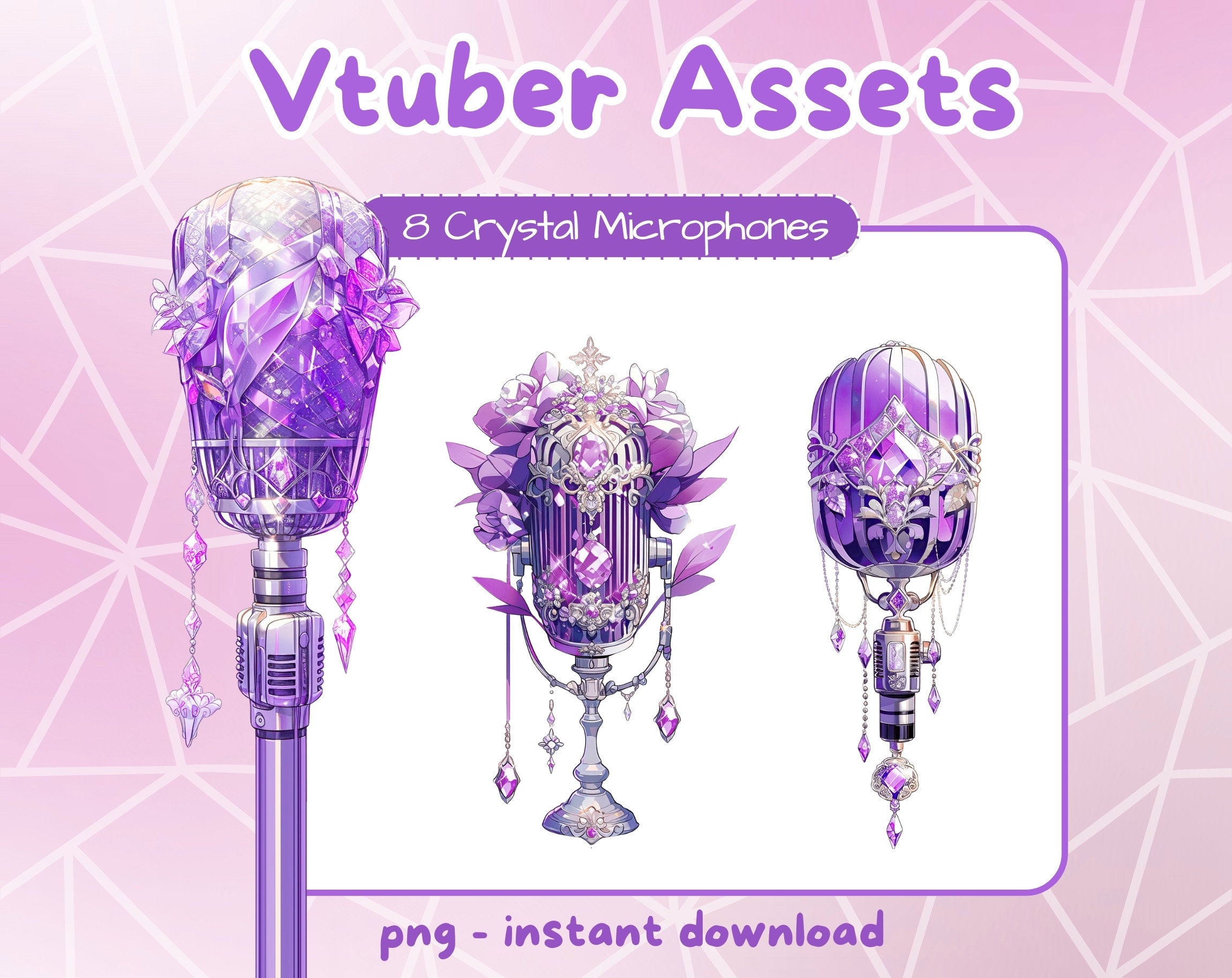 Vtuber Purple Crystal Microphones. Pngtuber Fantasy Asset, Diamond Mic ...
