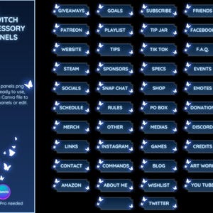 Twitch Panels Bio. Blue Twitch Panels Canva Template. Butterfly Stream ...