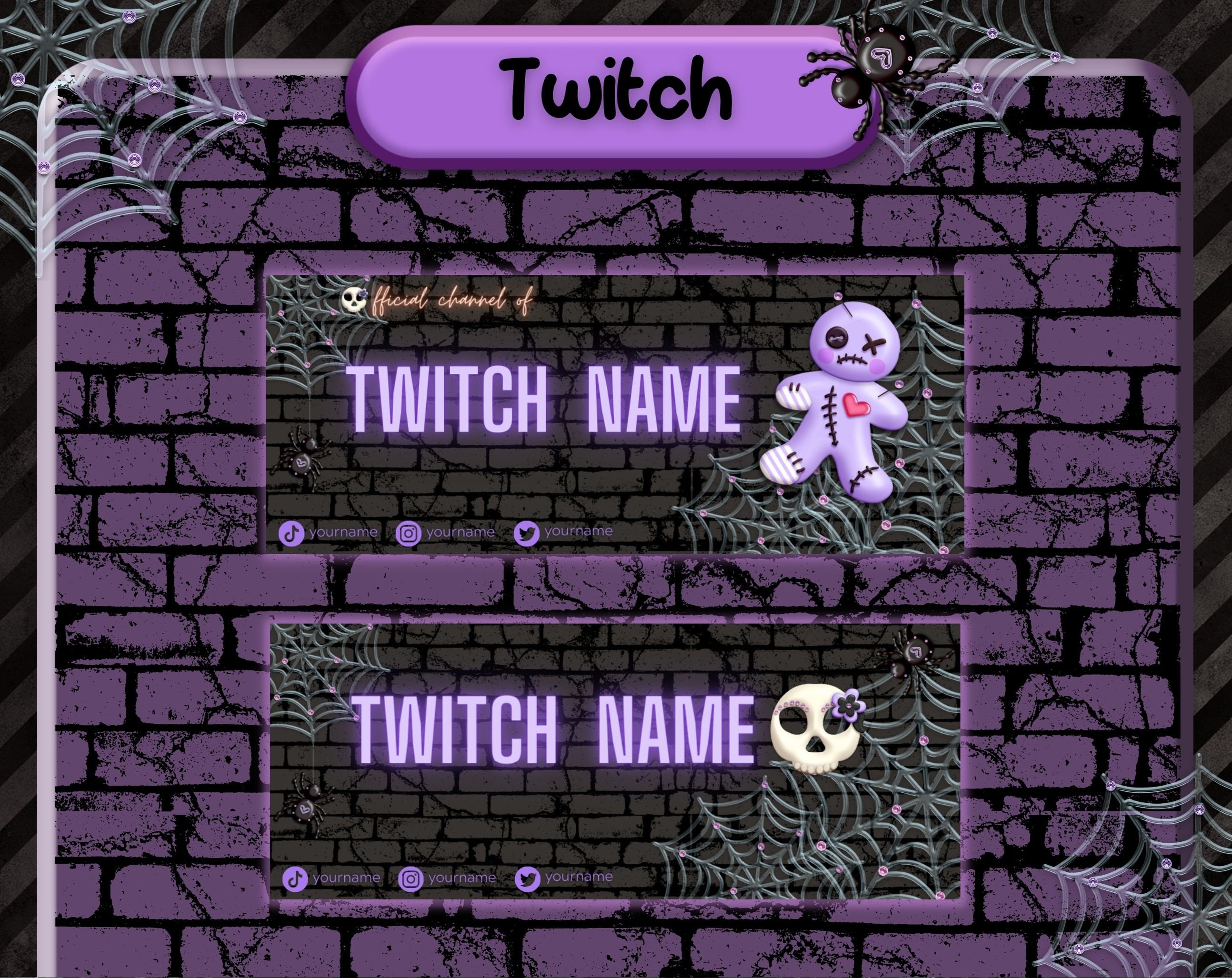 Goth Twitch, Twitter and Youtube Banner. Custom Profile Banner for ...