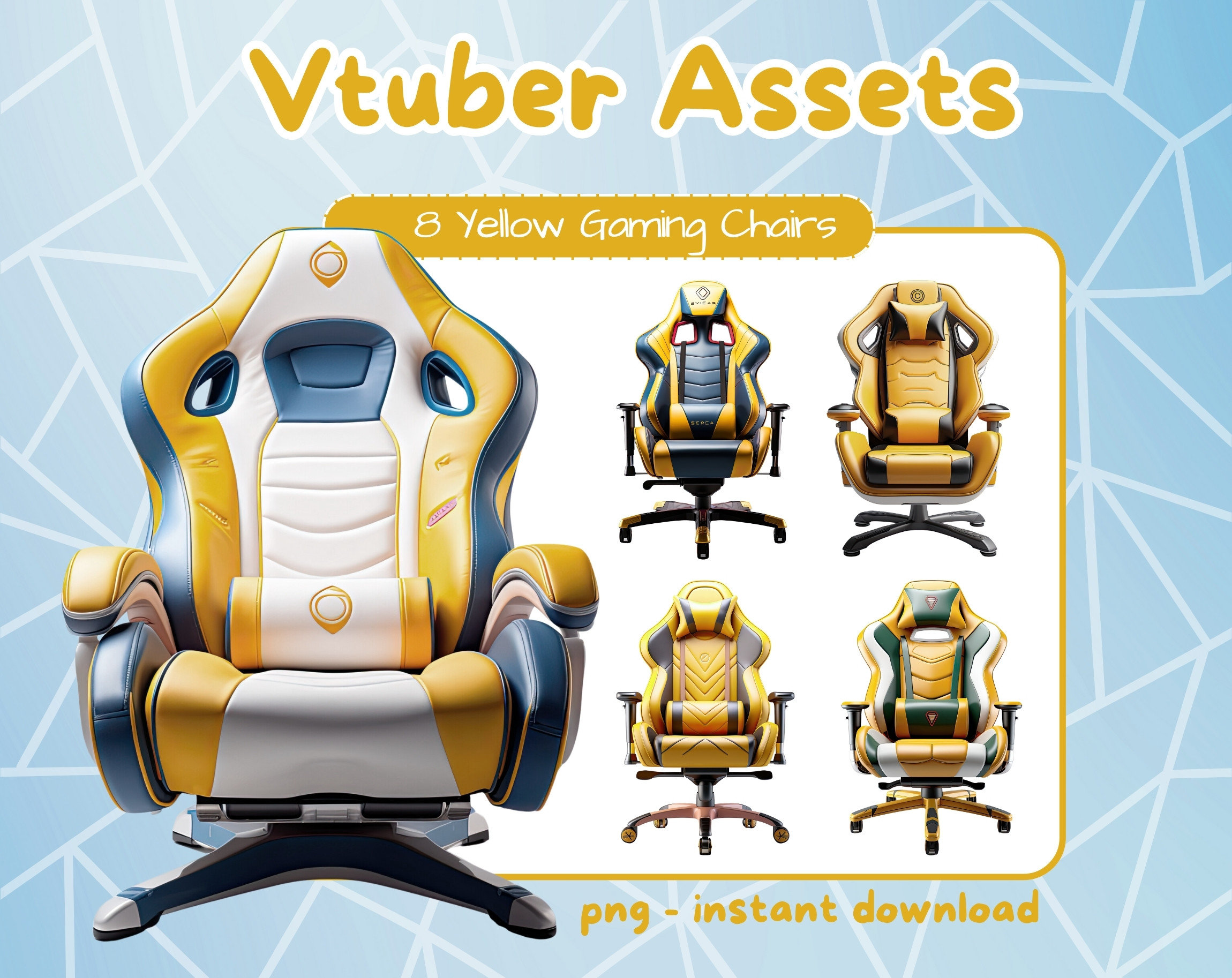 Vtuber Yellow Gaming Chair. 8 Pngtuber Asset. Twitch Decoration. - Etsy