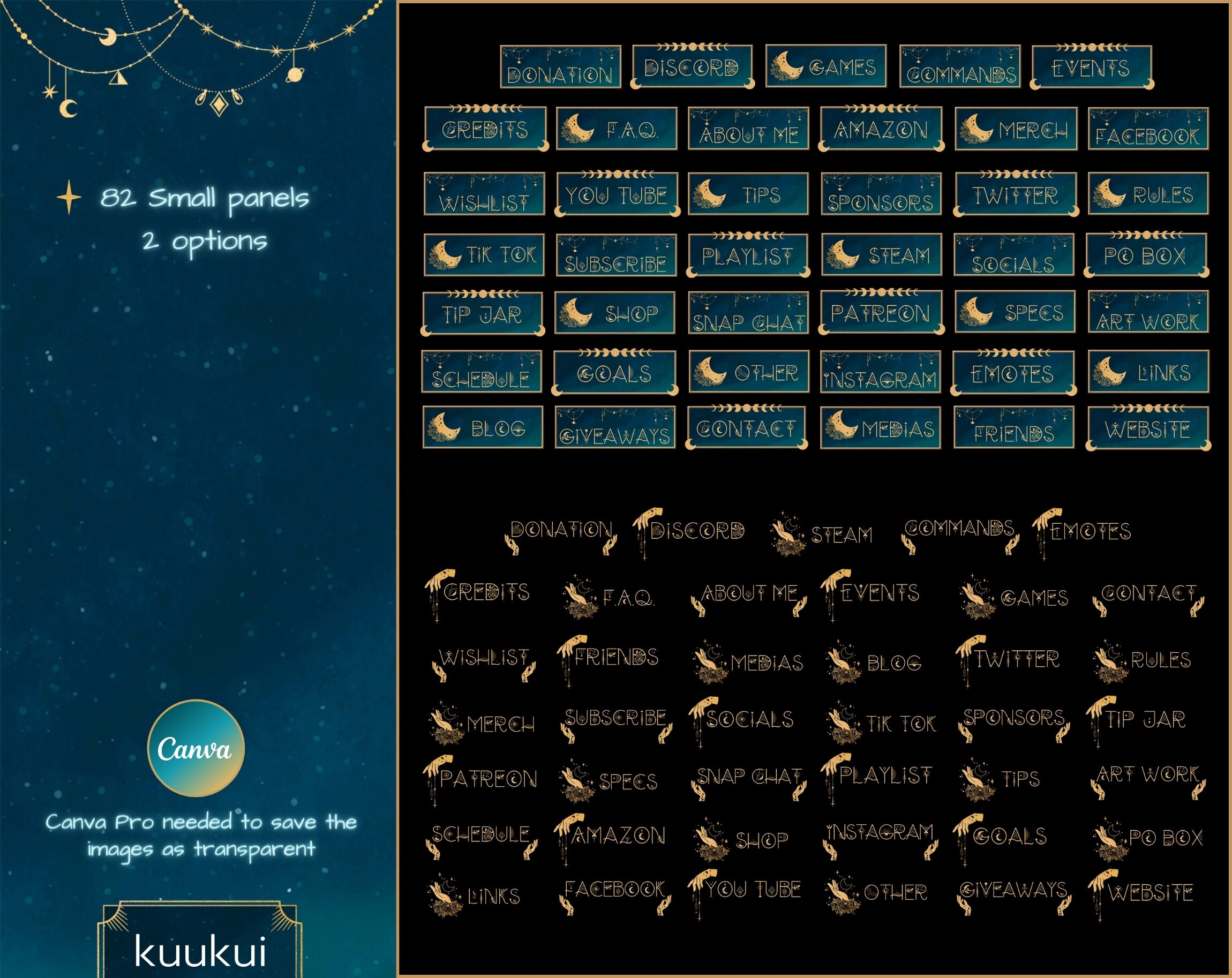 Glittering Moon Twitch Panels Celestial Moonlight Stream Info Panels ...