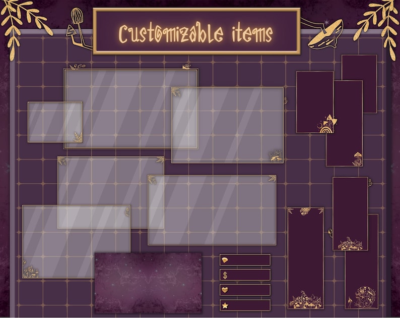 Magic Mushrooms Twitch Overlay Package Mystic Mauve Stream - Etsy
