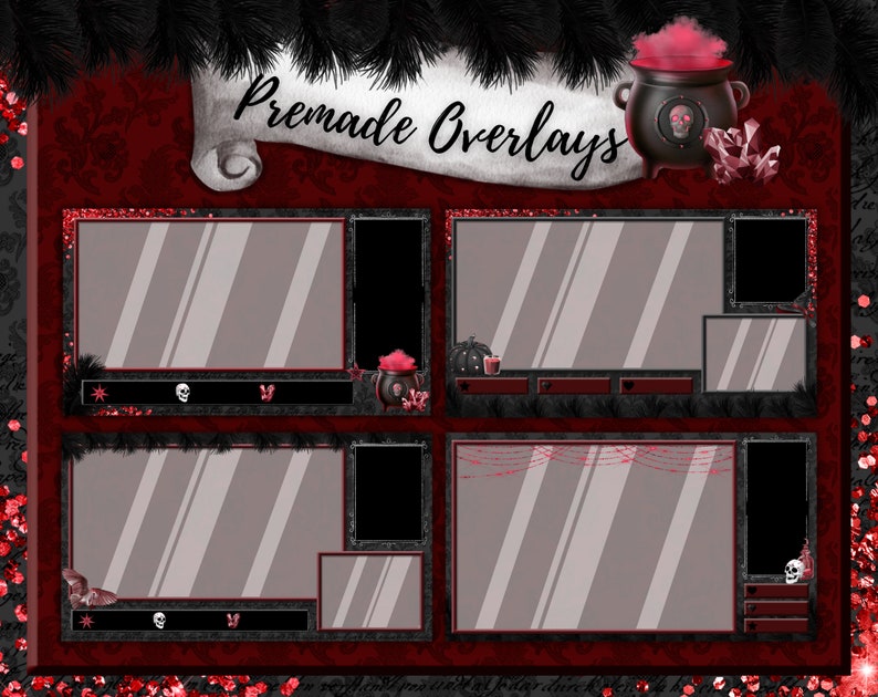 Red Witch Twitch Overlay Pack Goth Vampire Stream Overlay. - Etsy