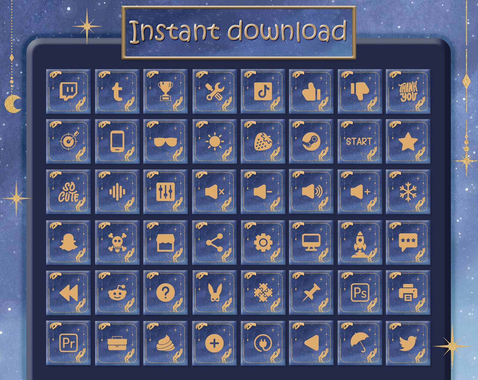 Celestial Stream Deck Icons Set Screensavers. 200 Blue Icon Pack for ...