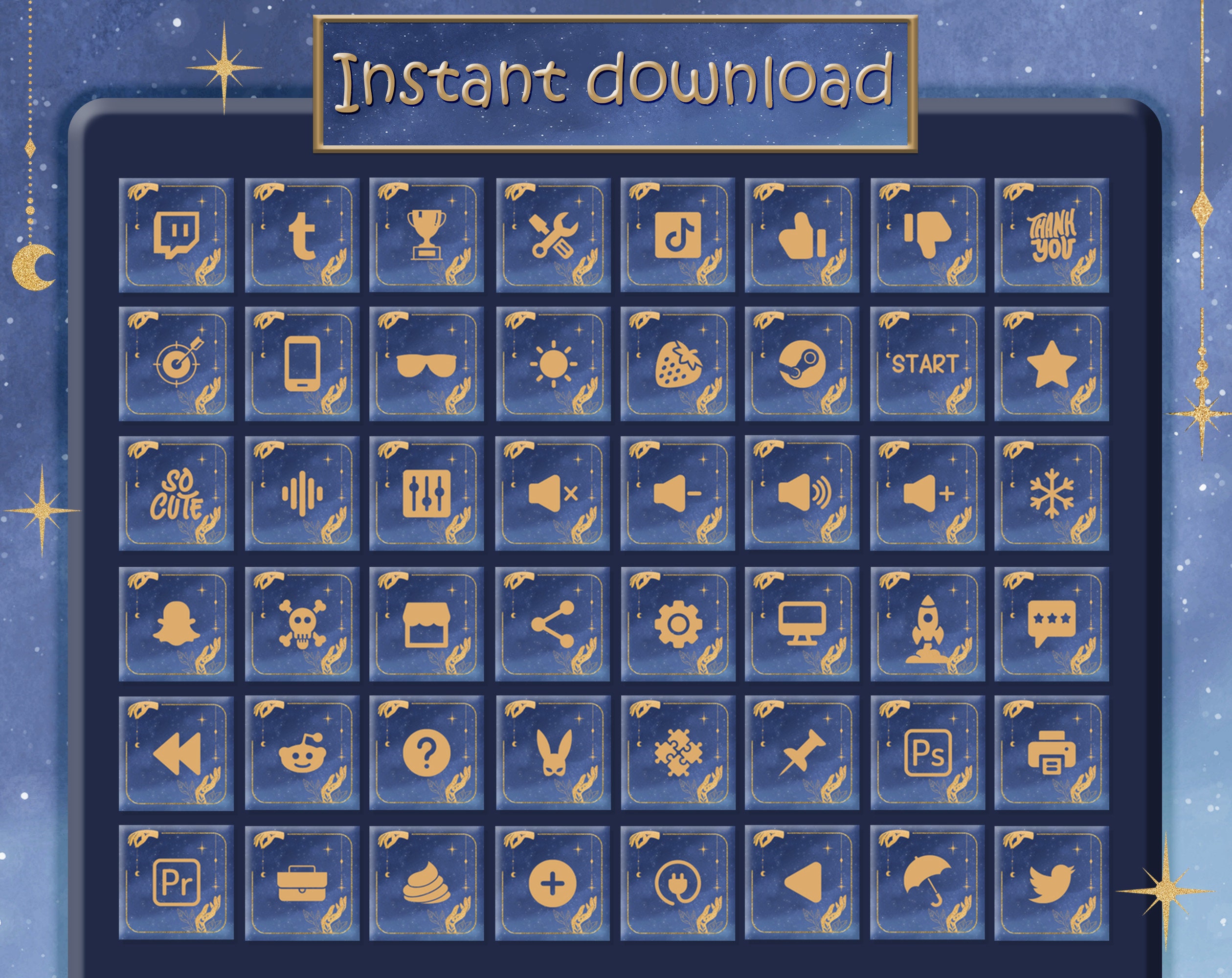 Celestial Stream Deck Icons Set Screensavers. 200 Blue Icon Pack for ...