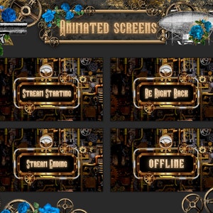 Blue Steampunk Stream Overlay Package. Victorian Twitch Layout. Blue ...