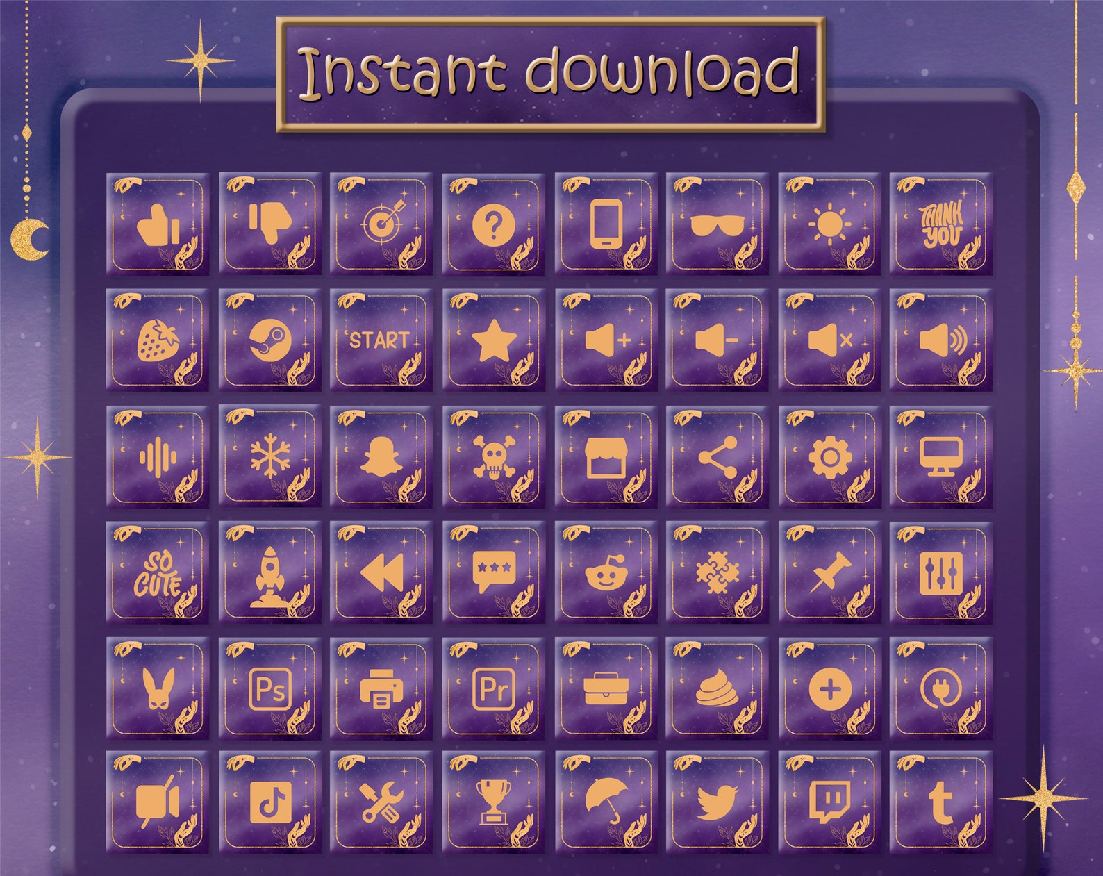 Purple Stream Deck Icons Set Screensavers. 200 Celestial Icon Pack for Elgato Streamdeck. - Etsy