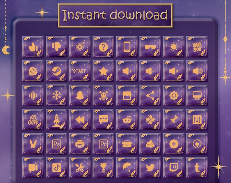 Purple Stream Deck Icons Set Screensavers. 200 Celestial Icon Pack for ...