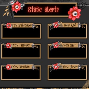 Spooky Twitch Overlay Package, Creepy Stream Package Black & Red ...