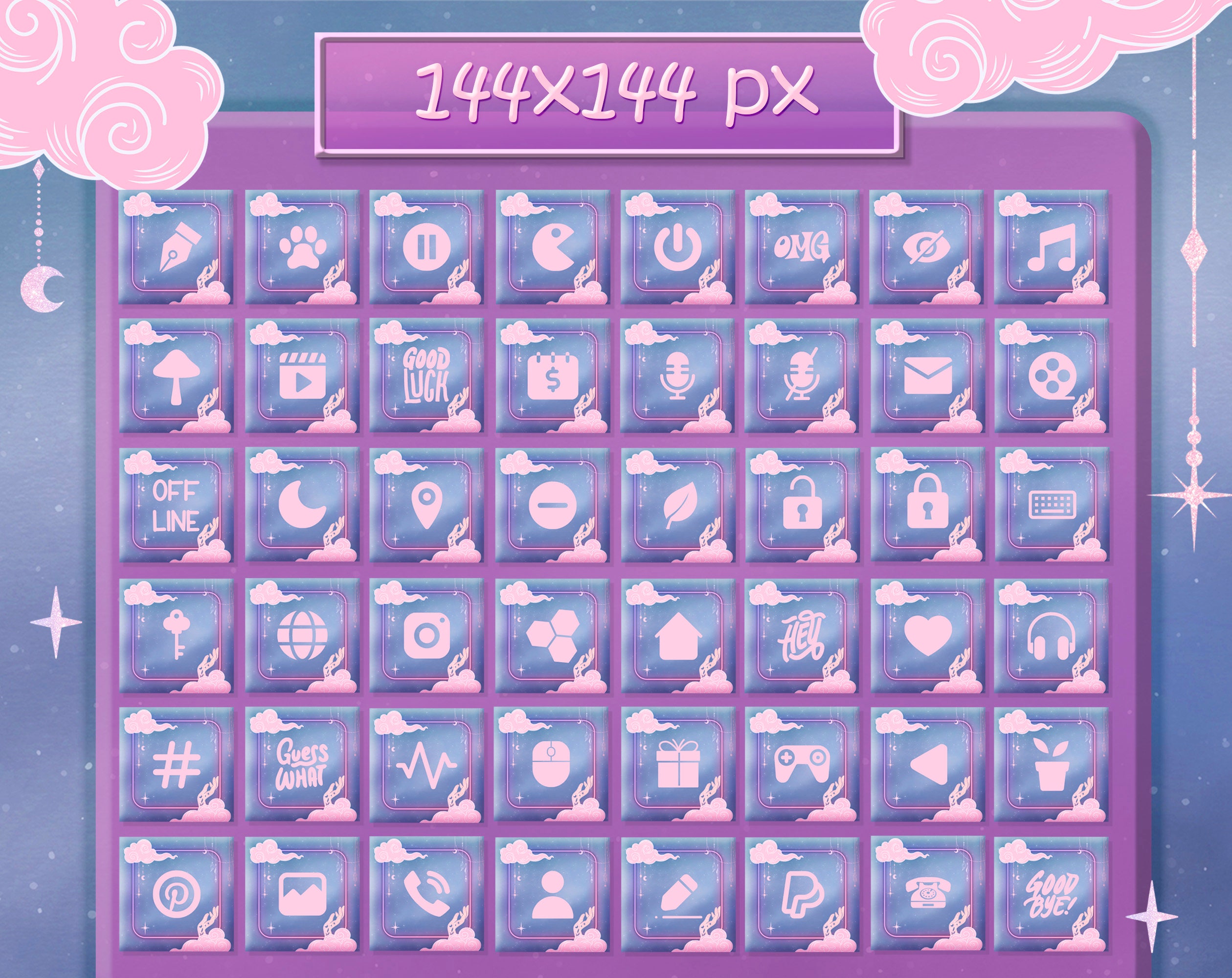 Stream Deck Icons Set Screensavers. 200 Celestial Icon Pack for Elgato ...