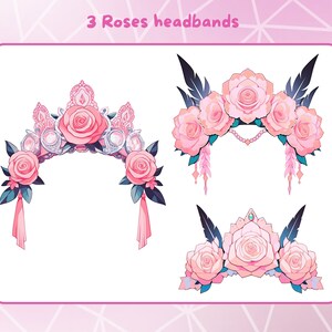 Vtuber Pink Roses Headbands. Pngtuber Assets for Twitch. Vtuber Lofi ...