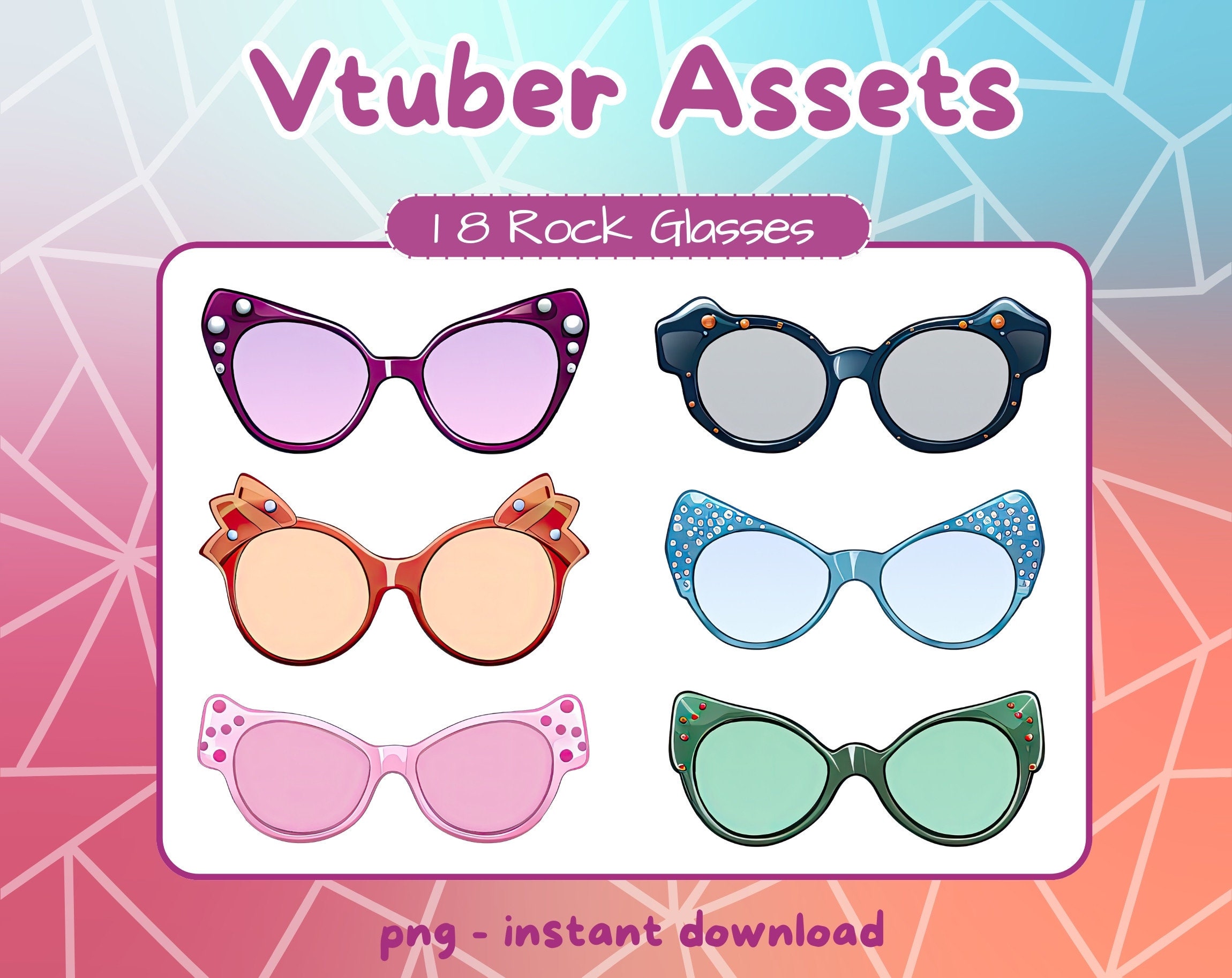 18 Vtuber Fashion Glasses . Pngtuber Outfit Assets for Twitch. Vtuber ...