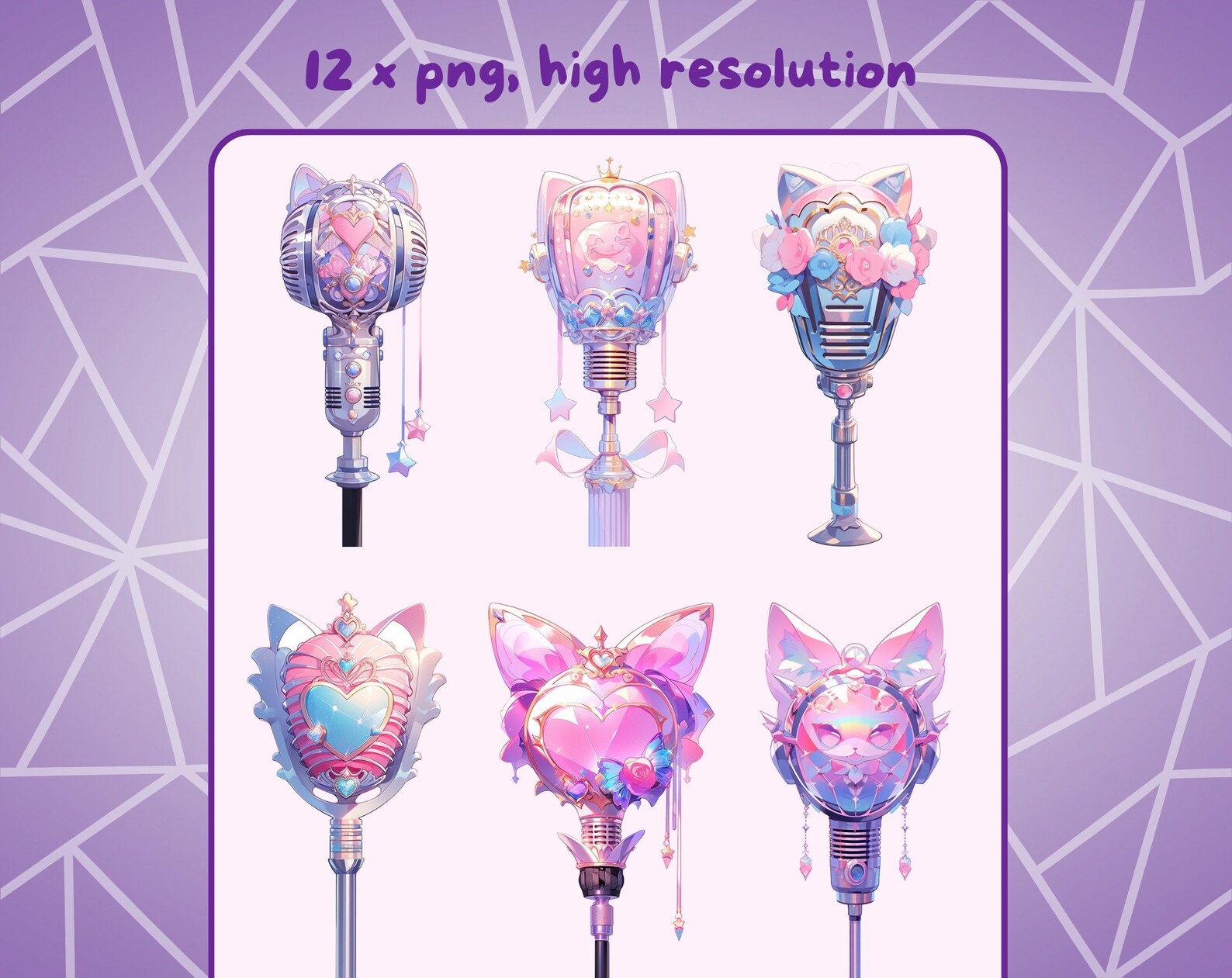 Vtuber Cat Microphones. Pngtuber Asset, Cute Cat Pink Mico for Twitch ...