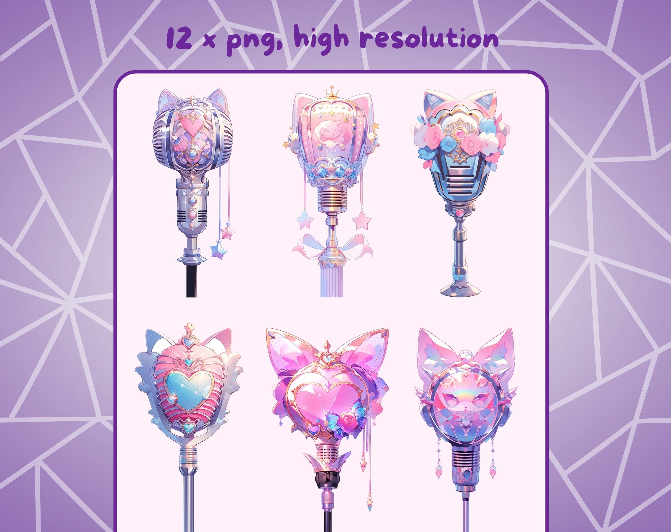 Vtuber Cat Microphones. Pngtuber Asset, Cute Cat Pink Mico for Twitch ...