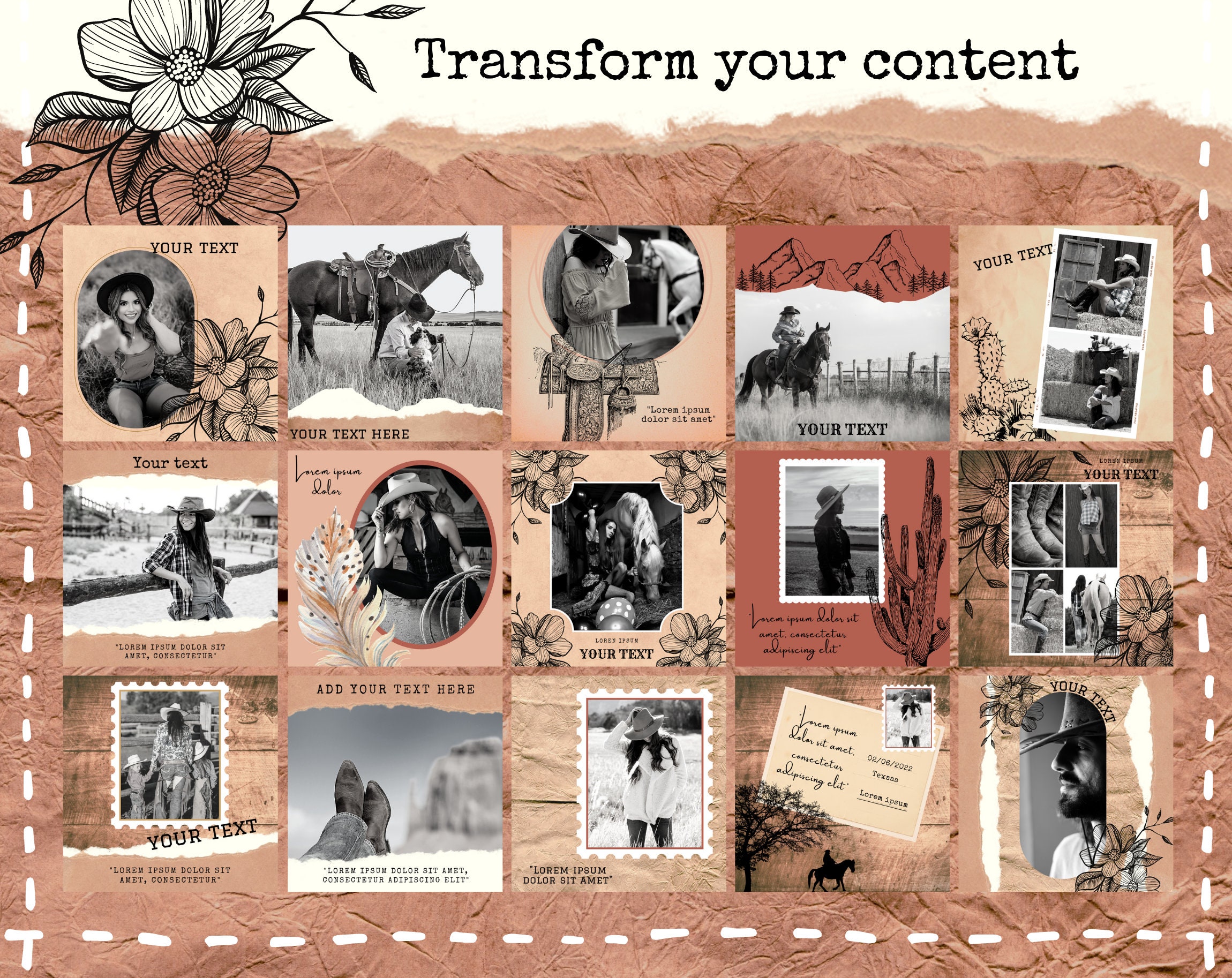 Cowgirl Instagram Pack, Western Highlight Covers and Instagram Post ...