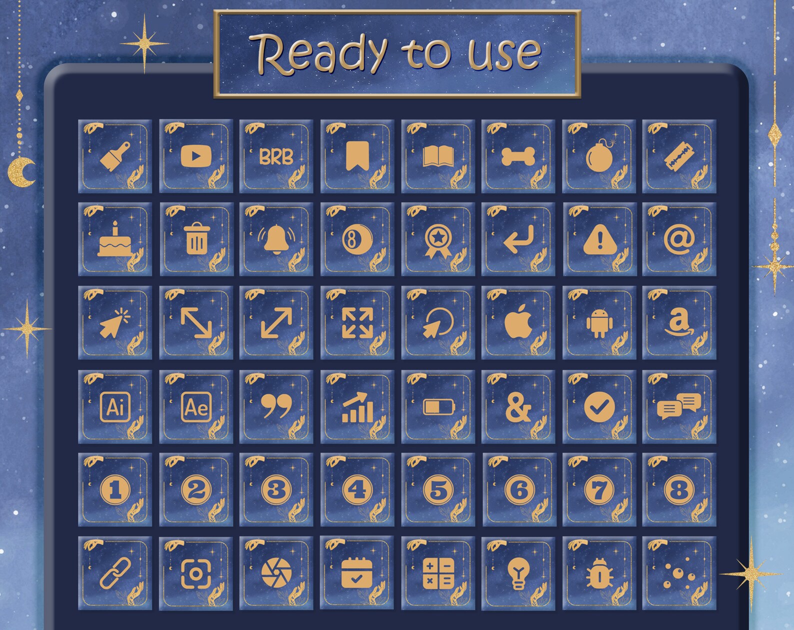 Celestial Stream Deck Icons Set Screensavers. 200 Blue Icon Pack for ...