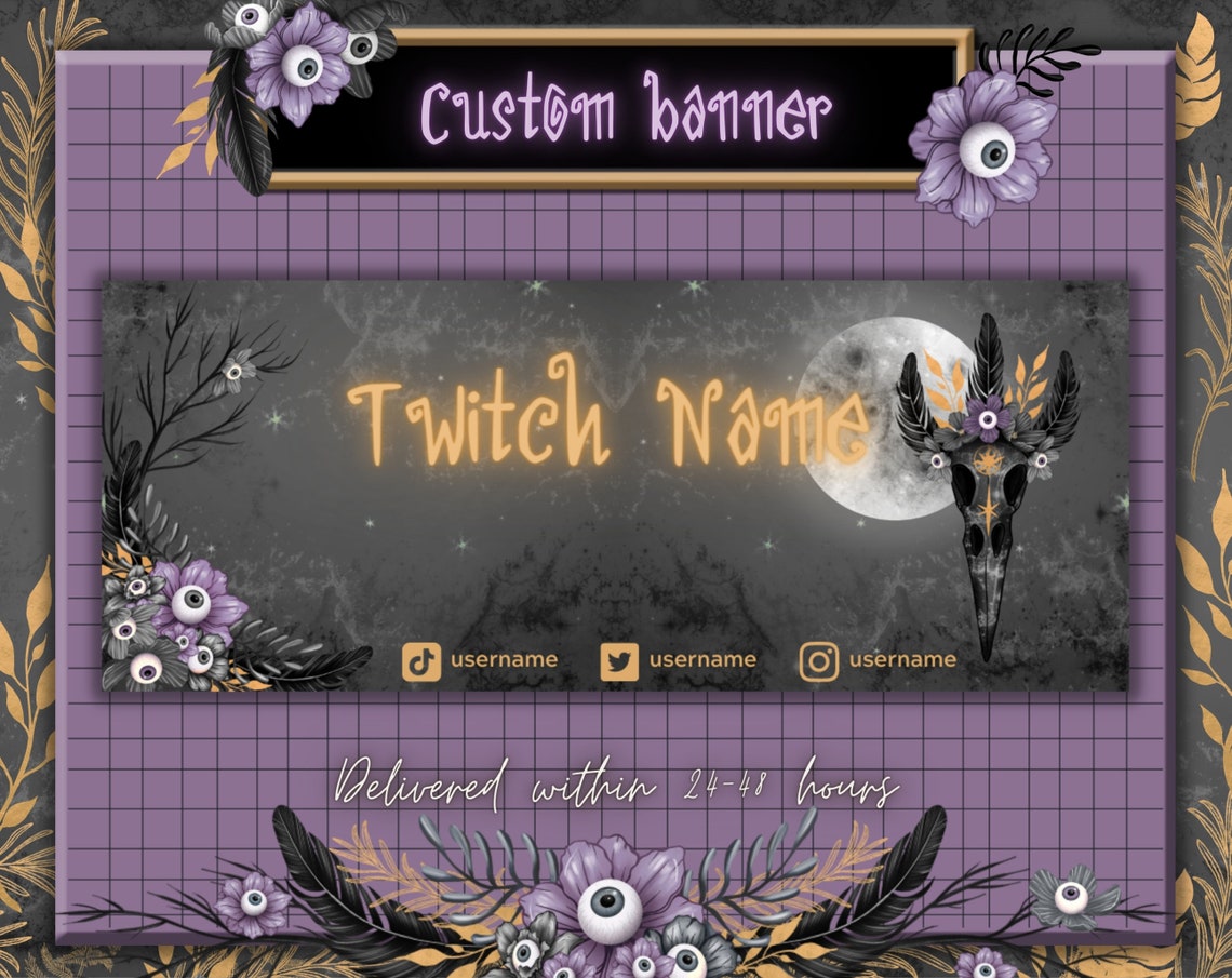 Purple Goth Twitch Banner. Custom Twitch Banner Gothic. - Etsy