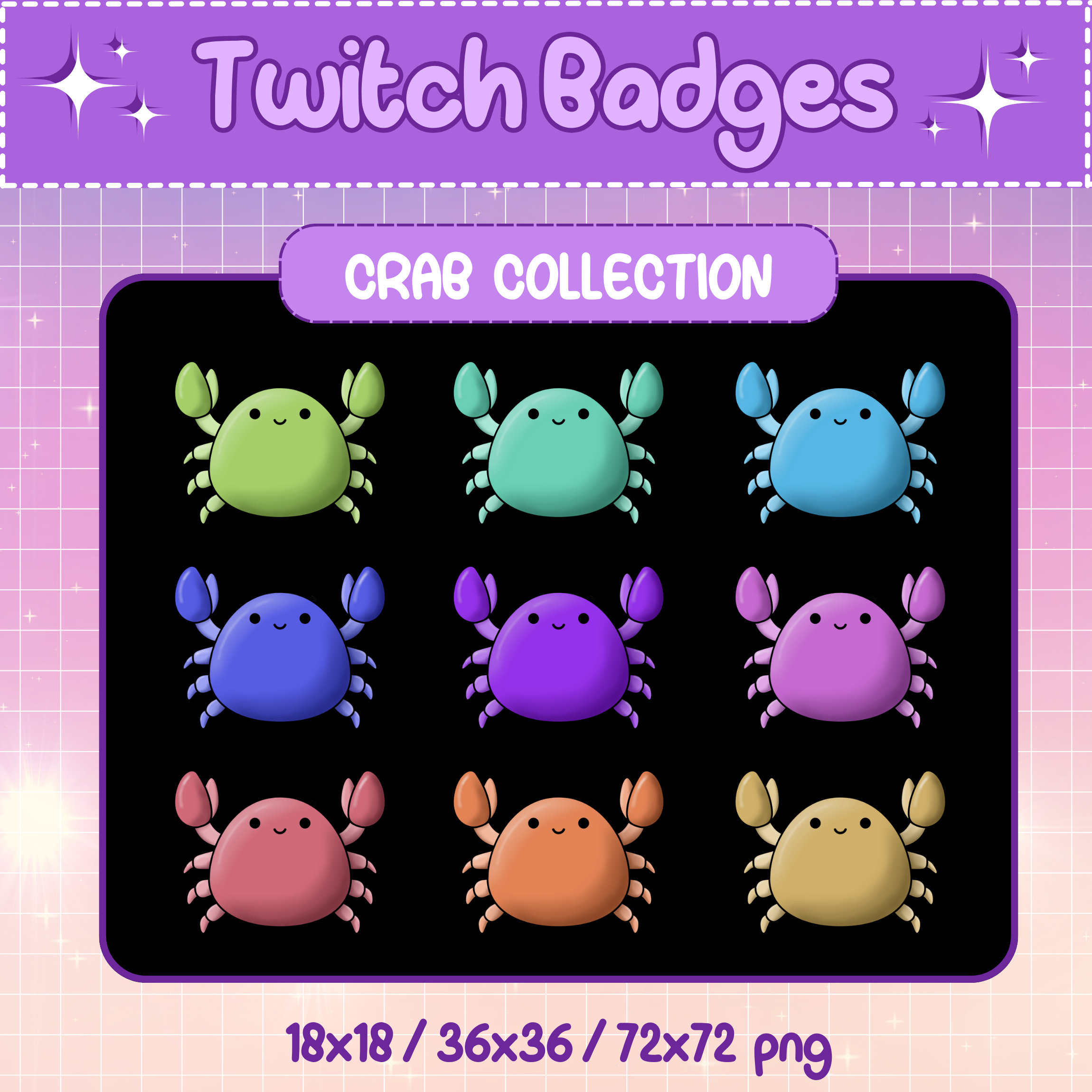 Crab Twitch Sub Badges. Sea Bit Badges. Ocean Emote - Etsy