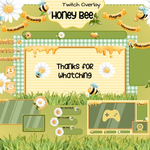 Honey Bee Twitch Overlay Package. Daisy Stream Overlay Pack. Vtuber ...