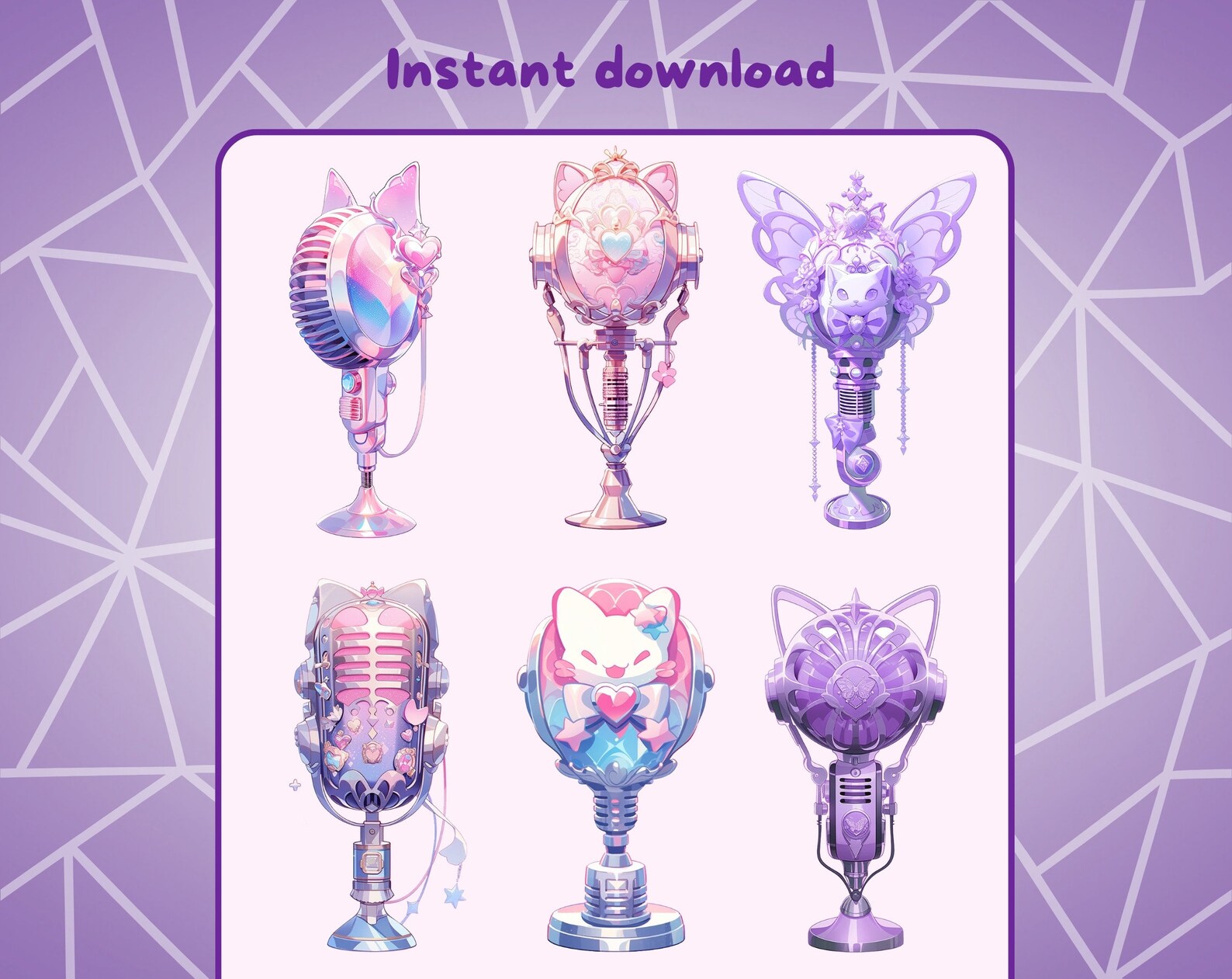Vtuber Cat Microphones. Pngtuber Asset, Cute Cat Pink Mico for Twitch ...