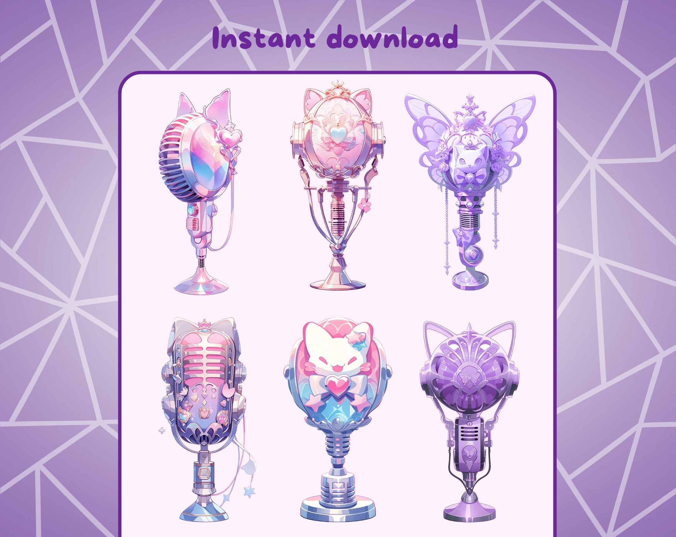 Vtuber Cat Microphones. Pngtuber Asset, Cute Cat Pink Mico for Twitch ...