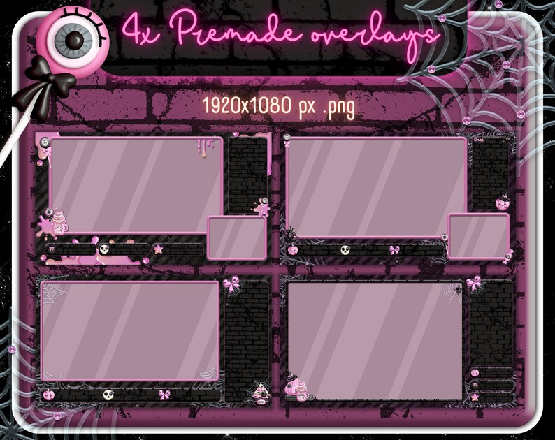 Pink Halloween Twitch Overlay Package Cute Halloween Stream Overlay ...