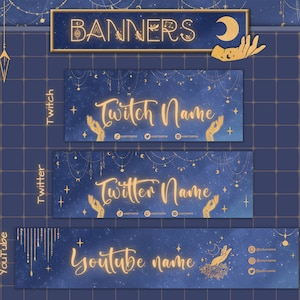 Celestial Twitch, Twitter and Youtube Banner. Personalized Stream ...