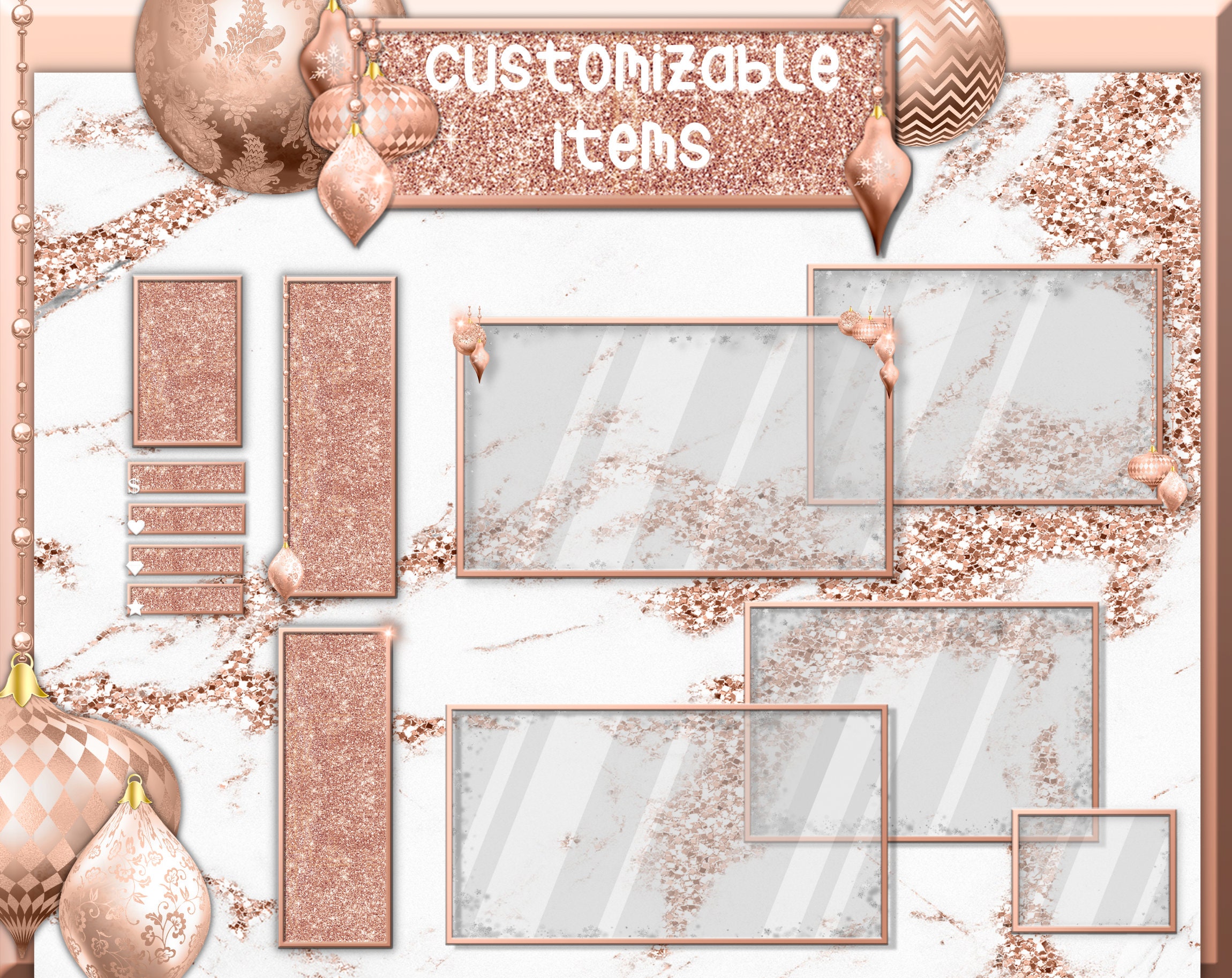 Fancy Twitch Overlay Pack. Rose Gold Stream Overlay. Sparkle - Etsy