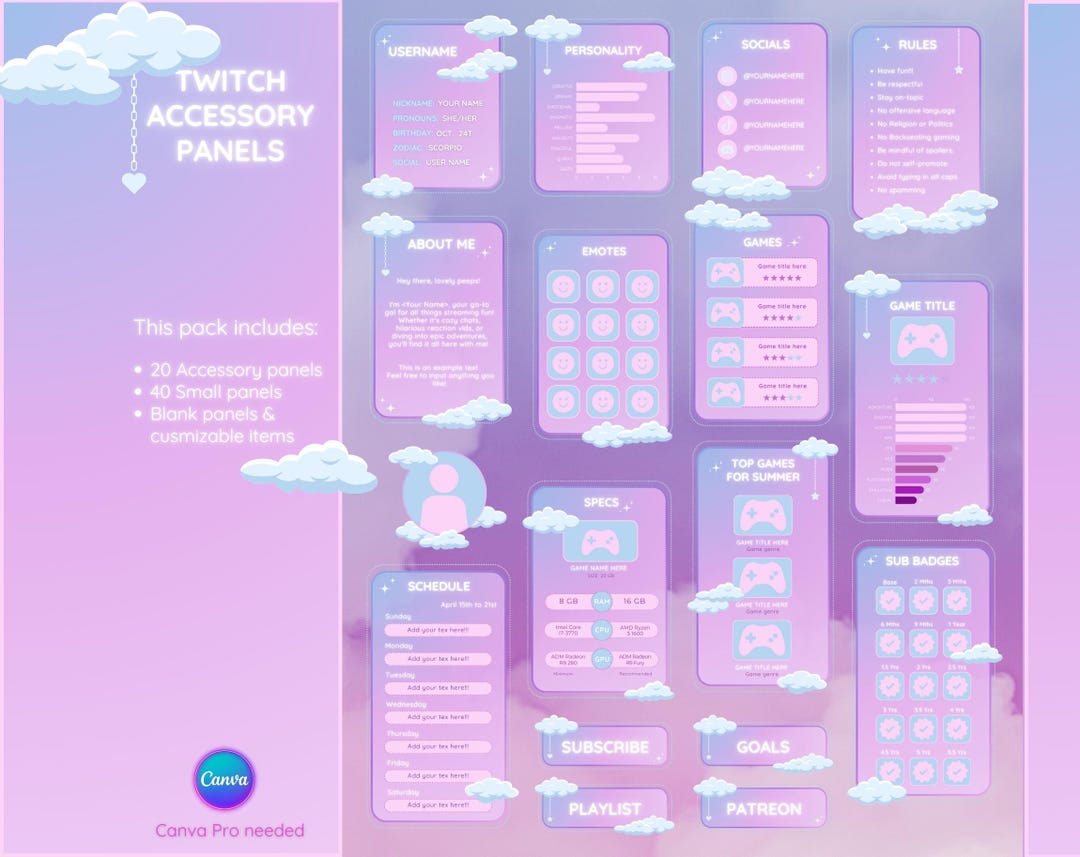 Pastel Cloud Twitch Panels Info. Celestial Twitch Panels Bio. Cute ...