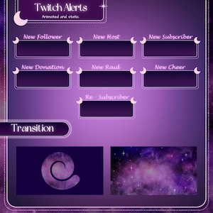 Purple Night Stream Overlay Megapack - Enchanting Twitch Layouts for ...