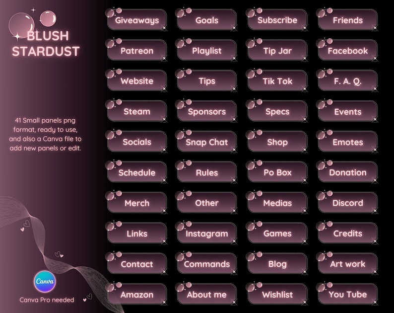 Cute Twitch Panels, Twitch Stream Panels, Vtuber Twitch Panels, Pink ...