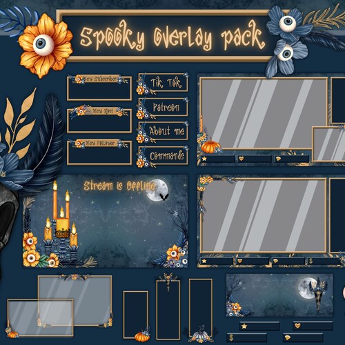Spooky Twitch Overlay Package Creepy Stream Package Twitch - Etsy