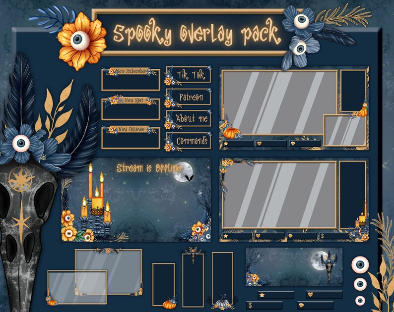 Spooky Twitch Overlay Package Creepy Stream Package Twitch - Etsy