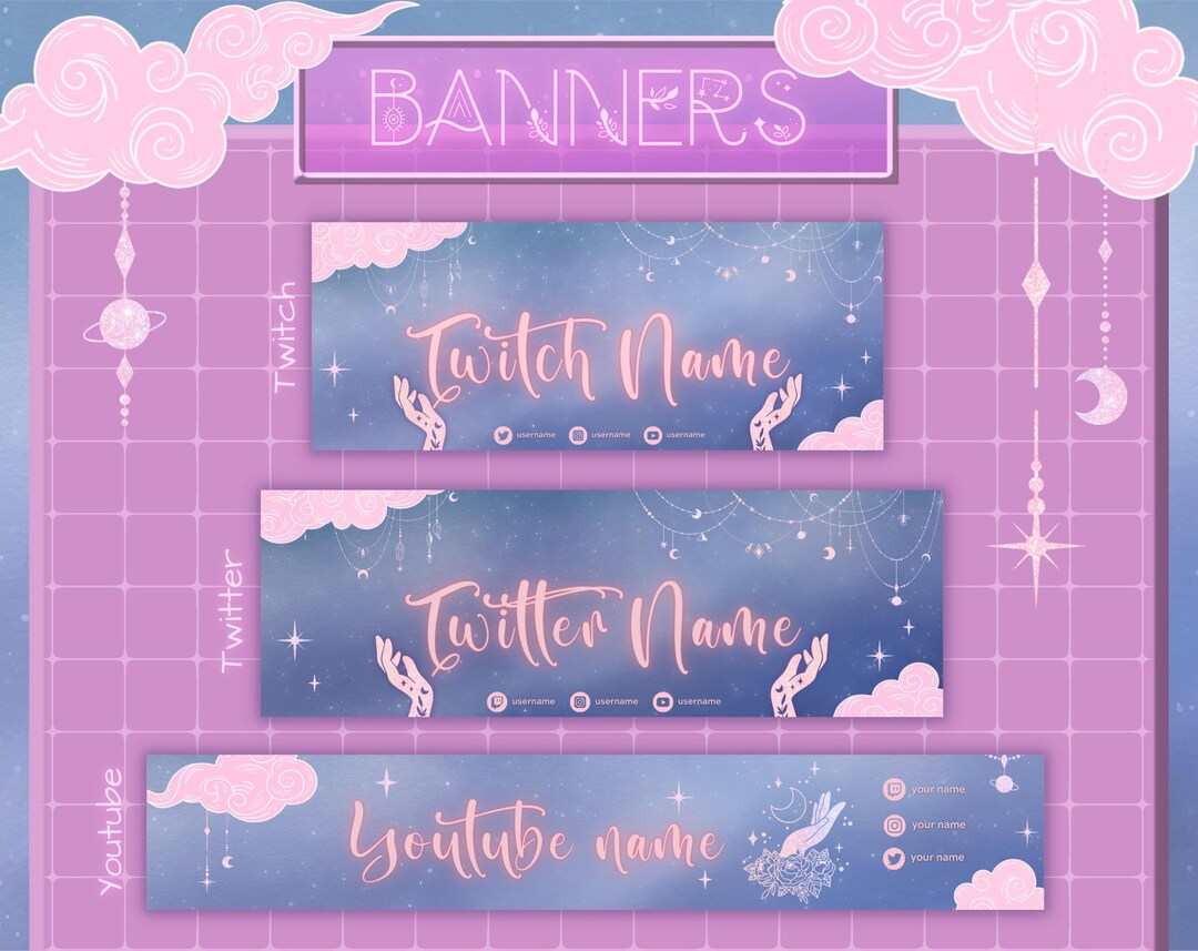 Celestial Twitter, Youtube and Twitch Banner. Custom Banner for Social ...