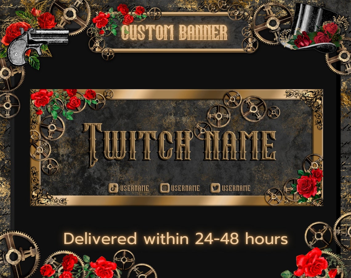 Steampunk Twitch Banner Commission Custom Twitch Banner With - Etsy