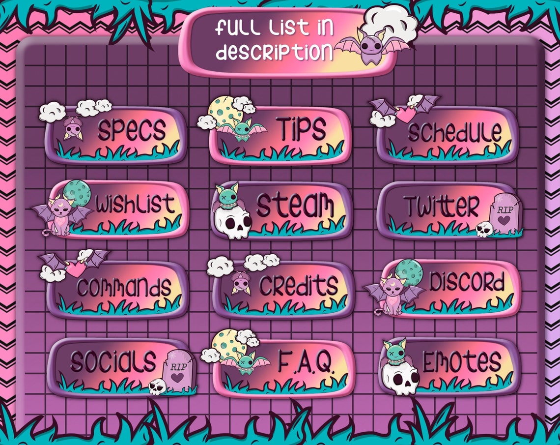 Goth Twitch Panels. Pastel Goth Stream Panels Widgets - Etsy